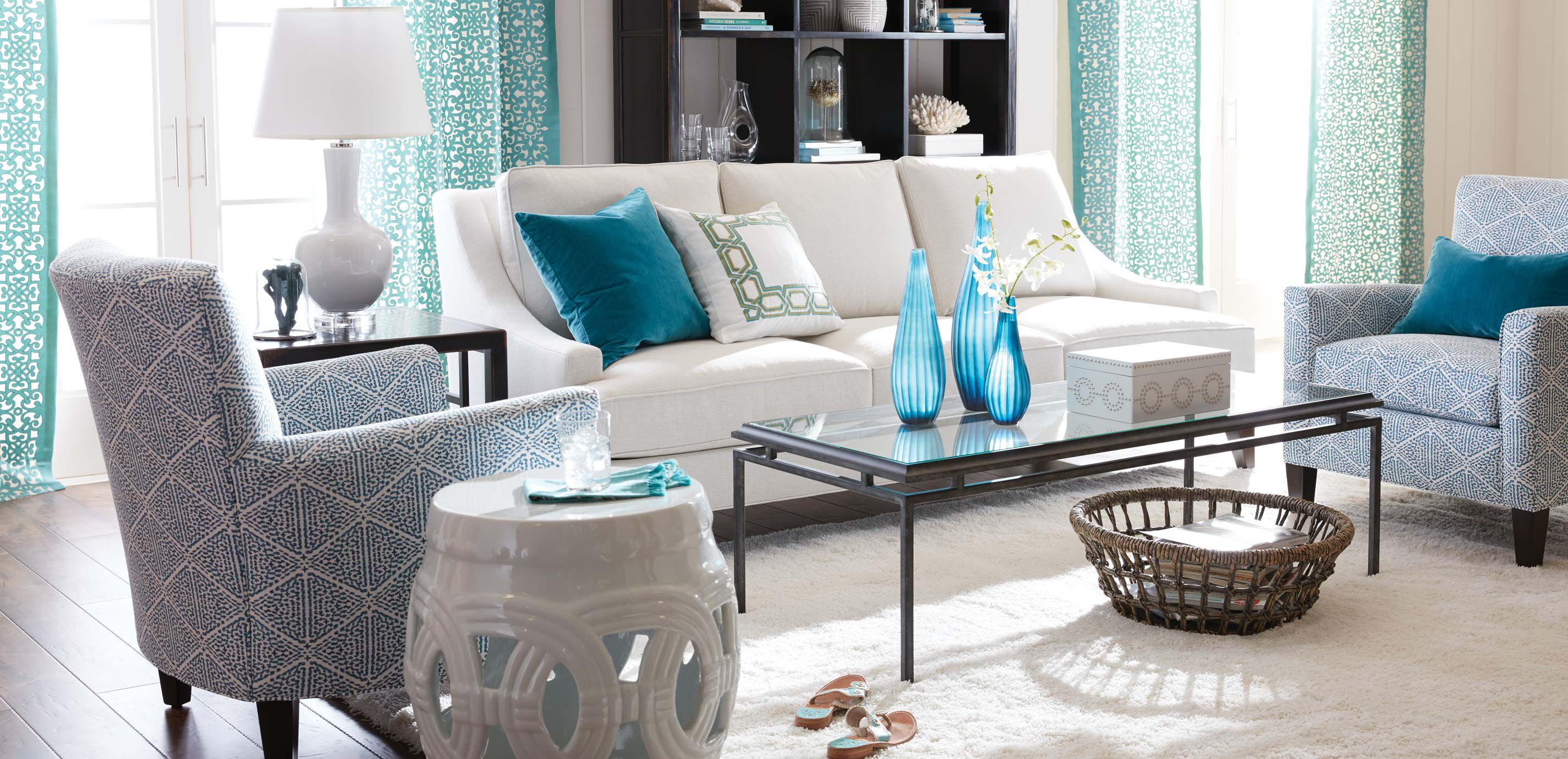 Small Teal Ribbed Vase - Ethan Allen